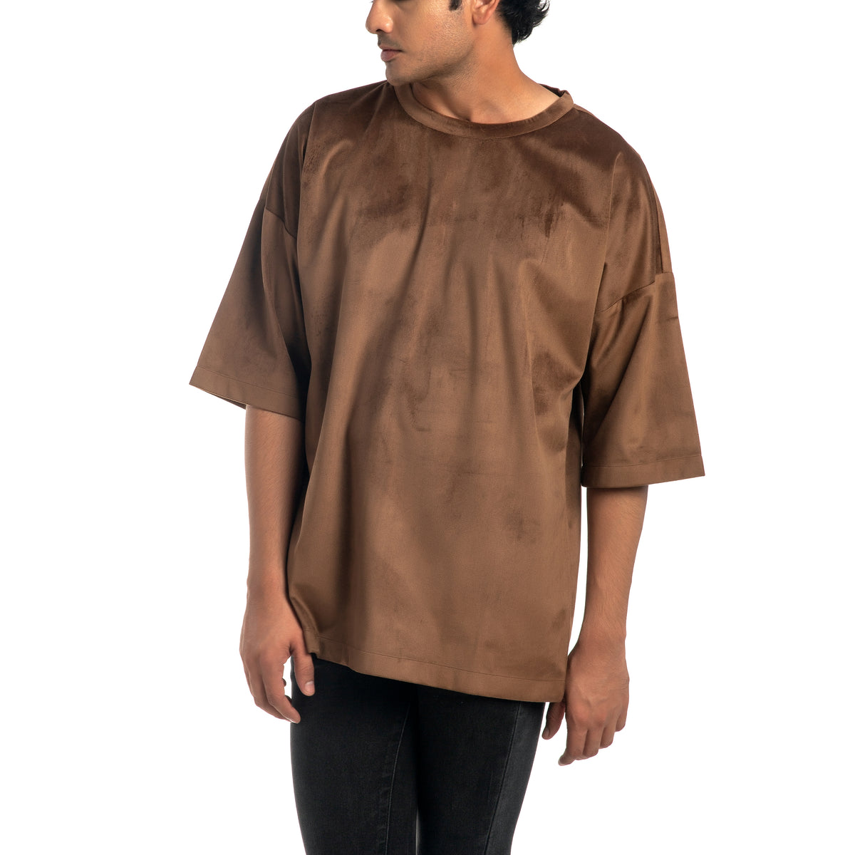 Warm Tan Suede Oversized T-Shirt – MAKELEN
