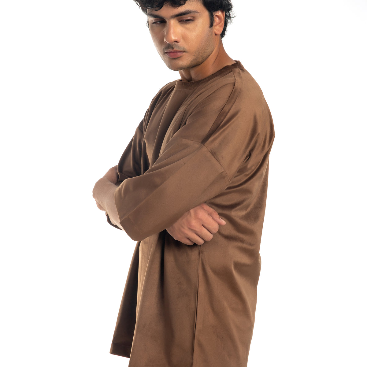 Warm Tan Suede Oversized T-Shirt – MAKELEN